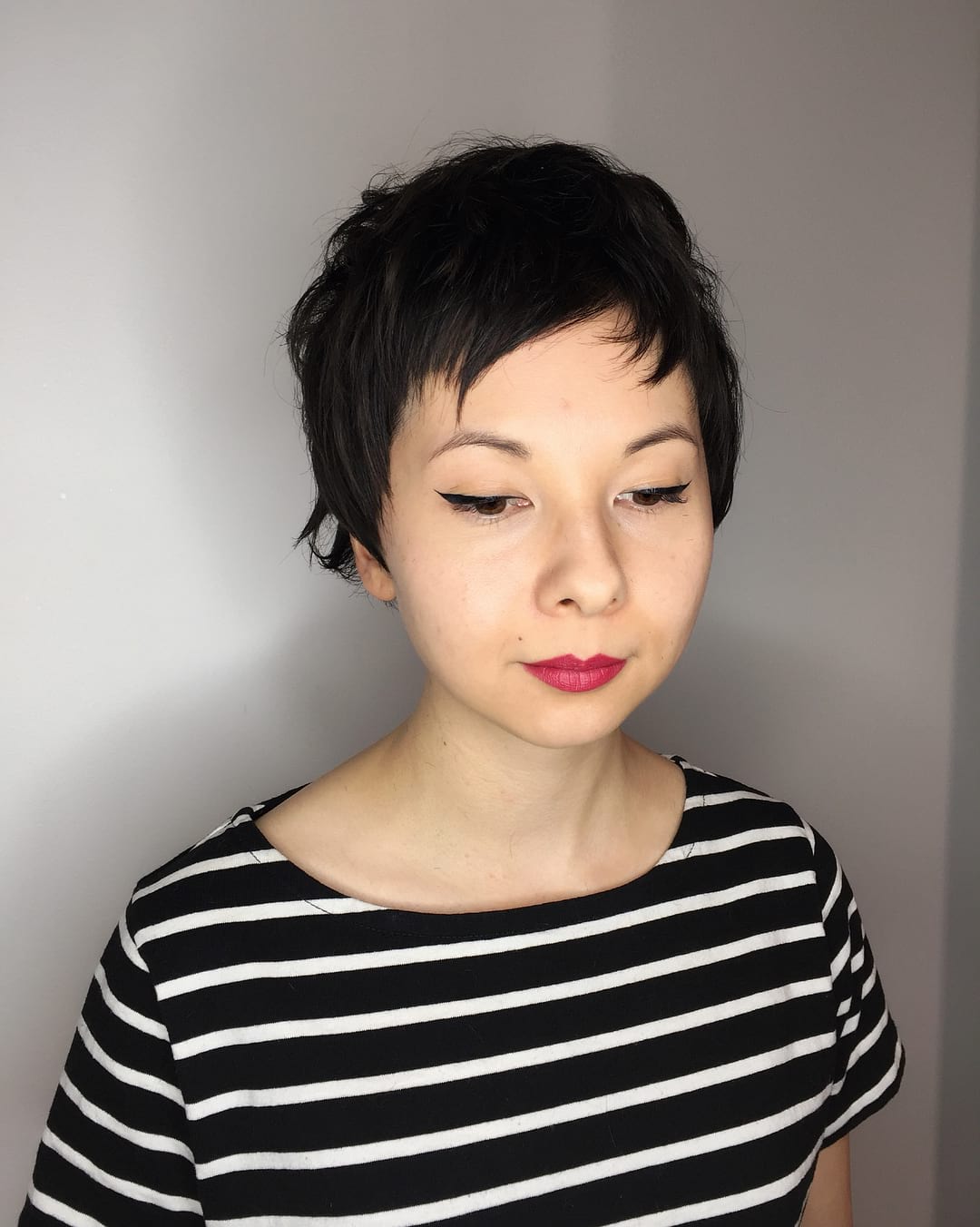 Black Shaggy Crop with Textured Fringe and Baby Bangs - The Latest ...