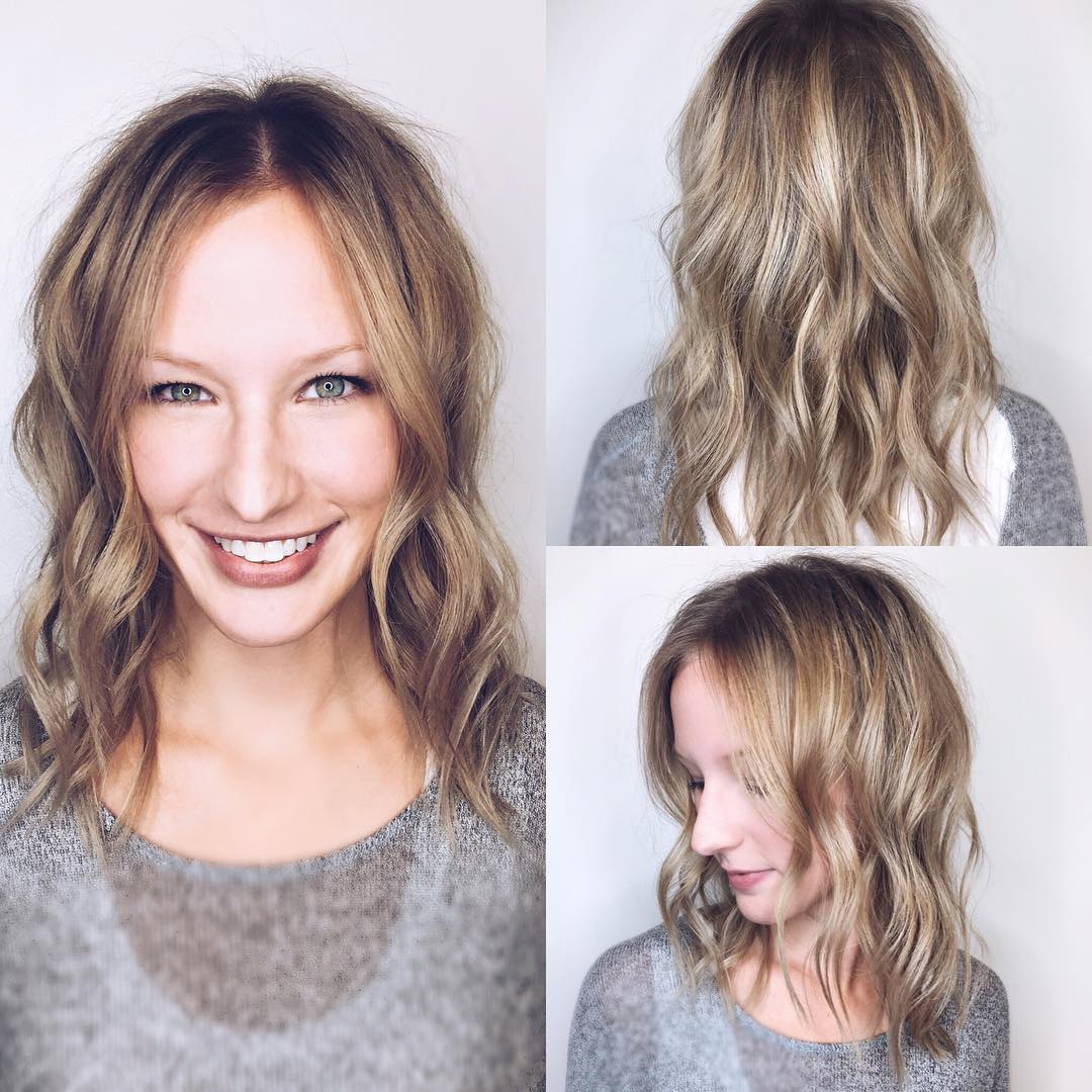 Sexy Layered Bob With Curtain Bangs And Undone Wavy Texture With