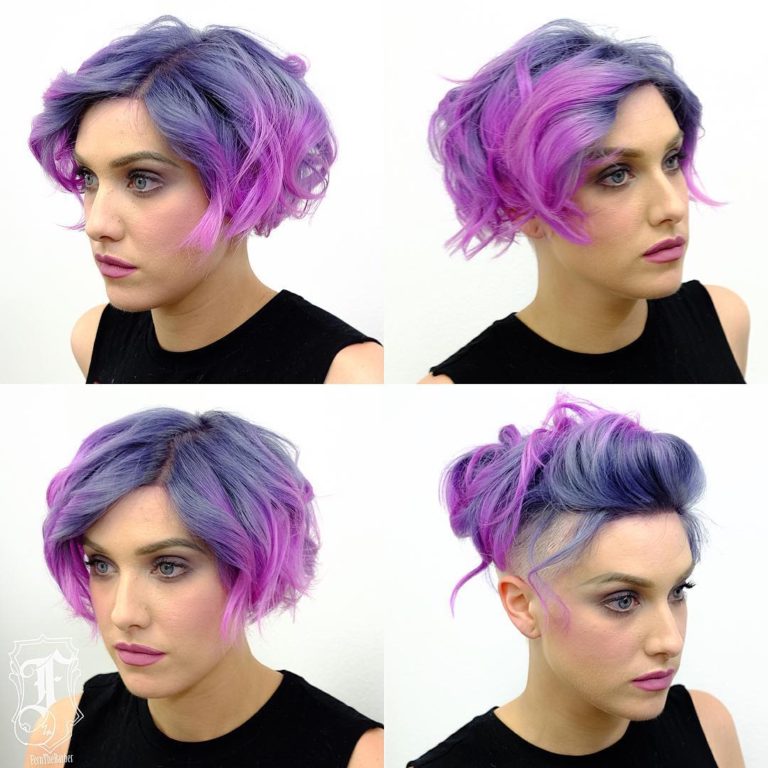 Short Sleek Edgy Undercut Bob On Purple Faded Hair The Latest